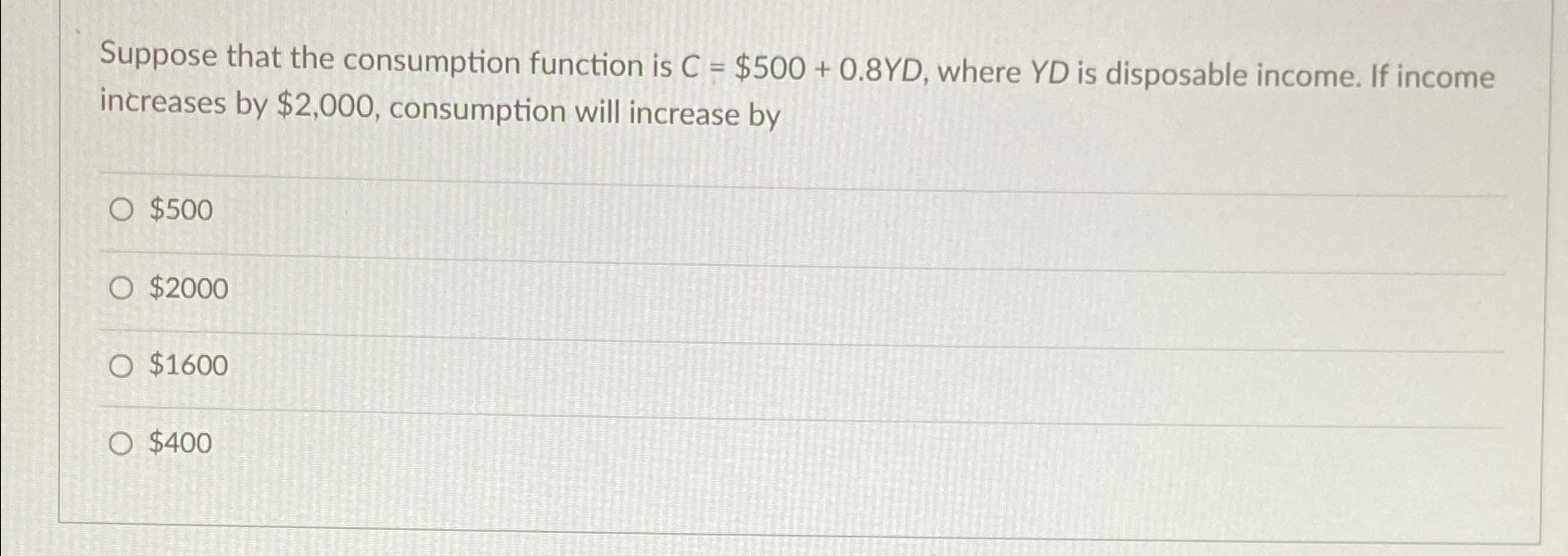 Solved Suppose that the consumption function is | Chegg.com