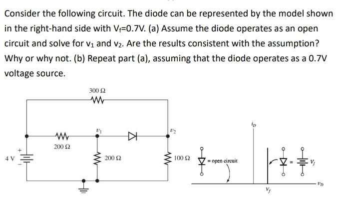 Solved Consider the following circuit. The diode can be | Chegg.com
