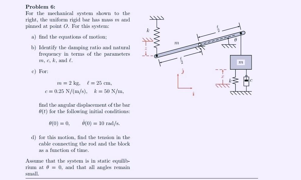 Solved Problem 6: For the mechanical system shown to the | Chegg.com