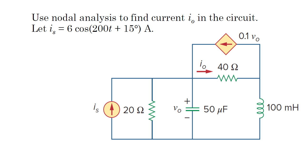 Solved Use nodal analysis to find current io ﻿in the | Chegg.com