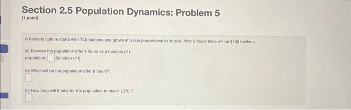 Solved Section 2 5 Population Dynamics Problem 5 1 Point