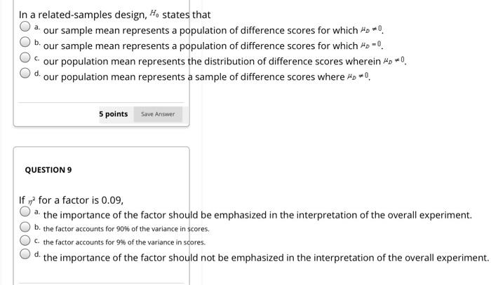 Solved a. In a related-samples design, H, states that our | Chegg.com