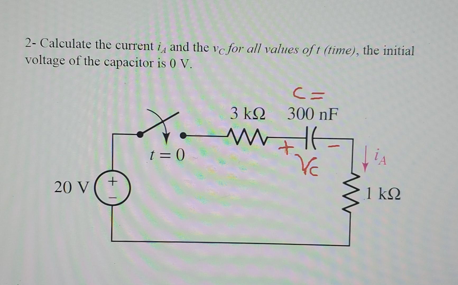 Solved 2- Calculate the current in and the vc for all values | Chegg.com