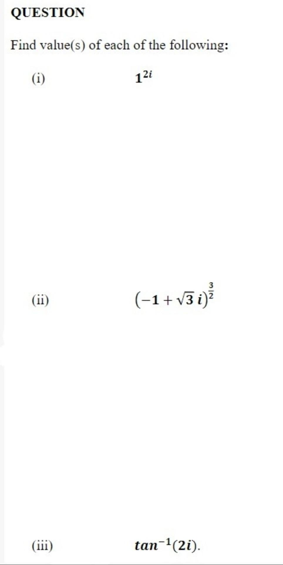Solved QUESTION Find value(s) of each of the following: (i) | Chegg.com