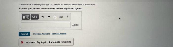 Solved Catculate the wavelength of light produced if an | Chegg.com