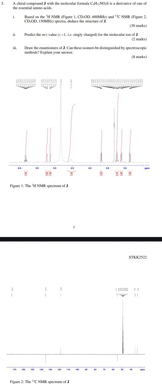 Solved A chiral compound J ﻿with the molecular formula | Chegg.com
