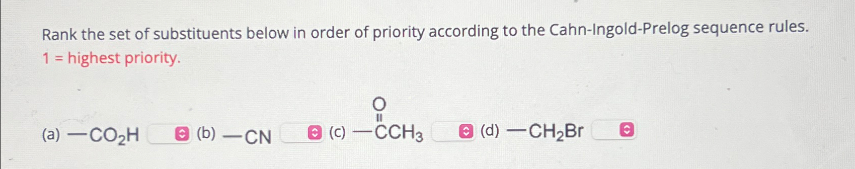 Solved Rank the set of substituents below in order of | Chegg.com