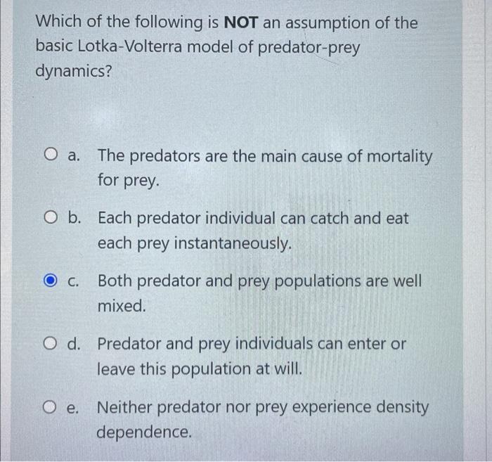 Solved In the Lotka-Volterra model for cyclic predator-prey | Chegg.com
