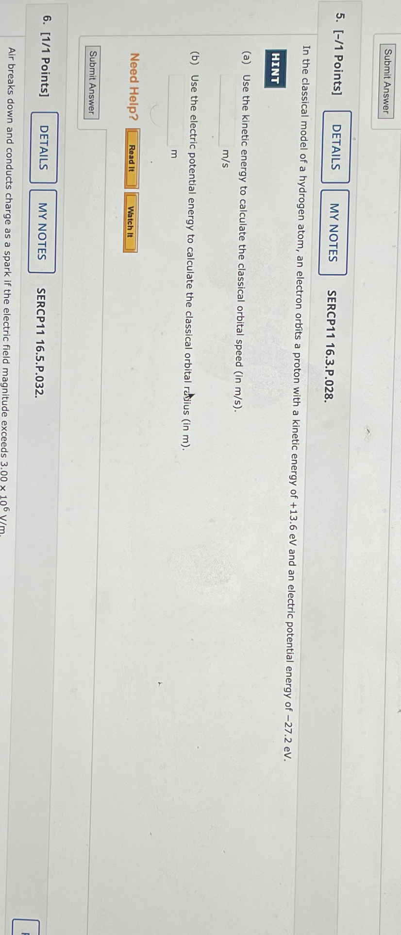 Solved [-/1 ﻿Points]SERCP11 16.3.P.028.In the classical | Chegg.com