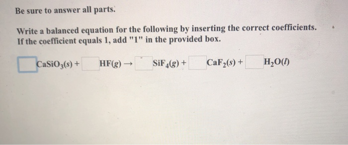 Solved Be sure to answer all parts. Write a balanced | Chegg.com