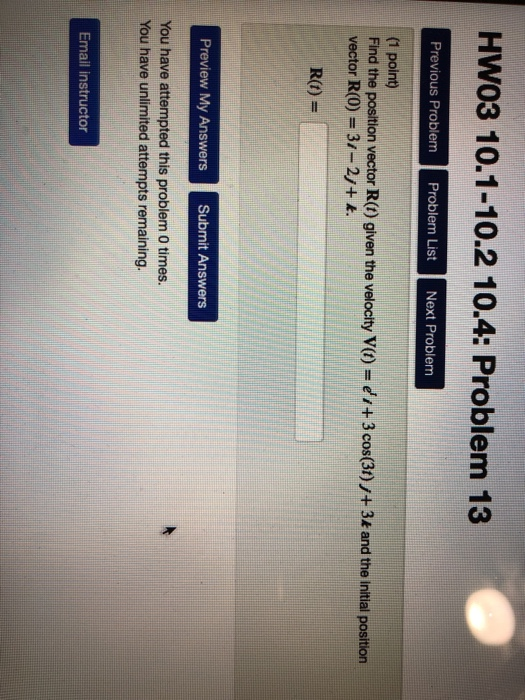 Solved HWO3 10.1-10.2 10.4: Problem 13 Previous Problem | Chegg.com