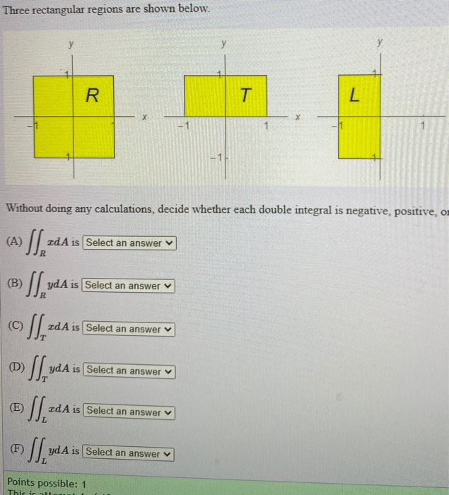 Solved Three rectangular regions are shown below. у у у R T | Chegg.com