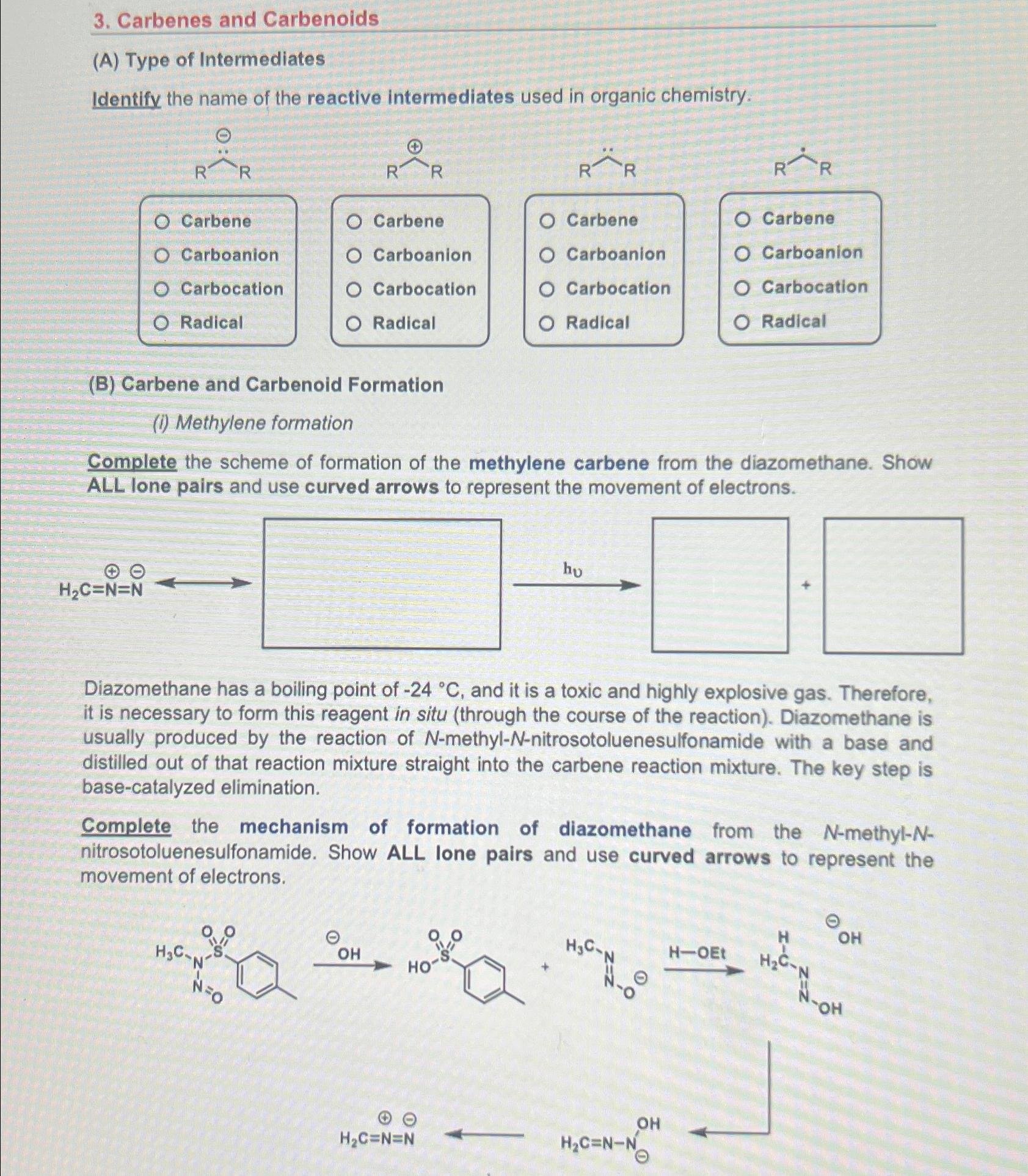 Solved Carbenes and Carbenoids(A) ﻿Type of | Chegg.com