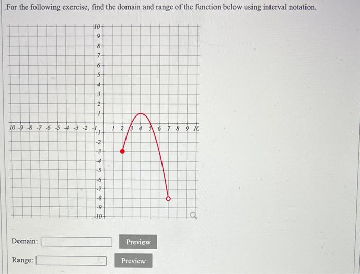 Solved For the following exercise, find the domain and range | Chegg.com