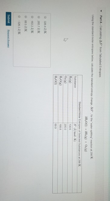 Solved - Part A - Calculating AS from Tabulated Entropies | Chegg.com