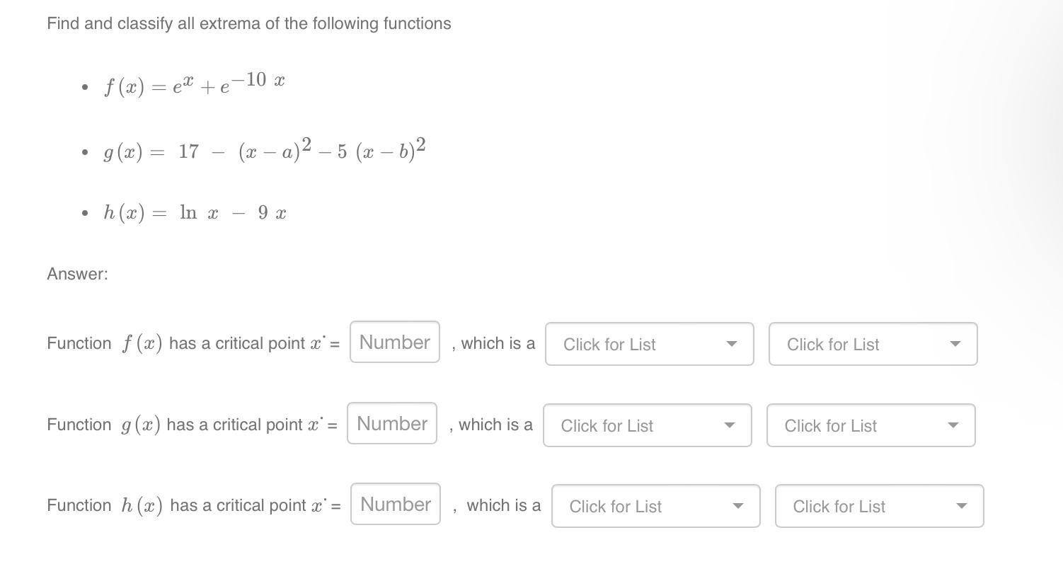 Solved Find and classify all extrema of the following | Chegg.com