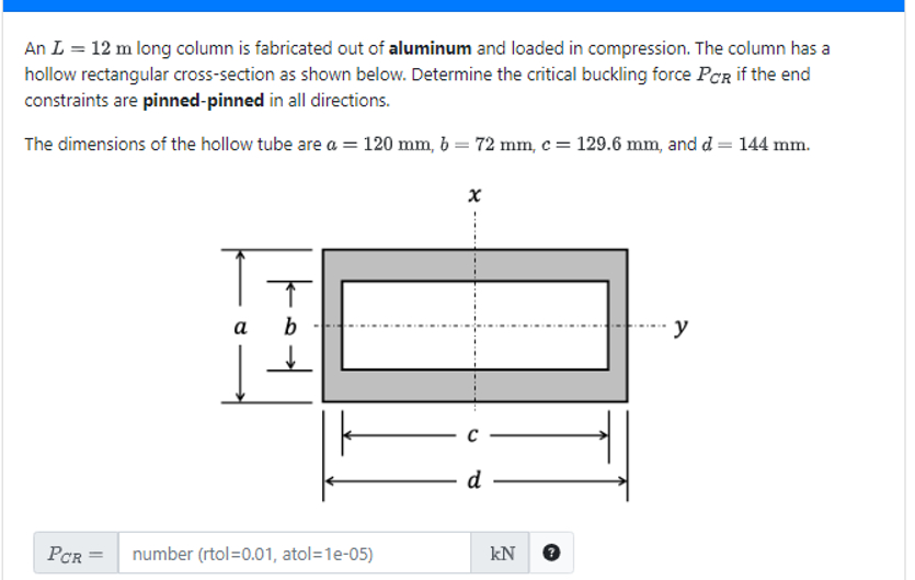Solved An L=12m ﻿long column is fabricated out of aluminum | Chegg.com