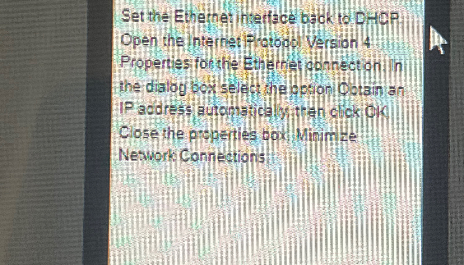 Solved Set the Ethernet interface back to DHCP Open the | Chegg.com