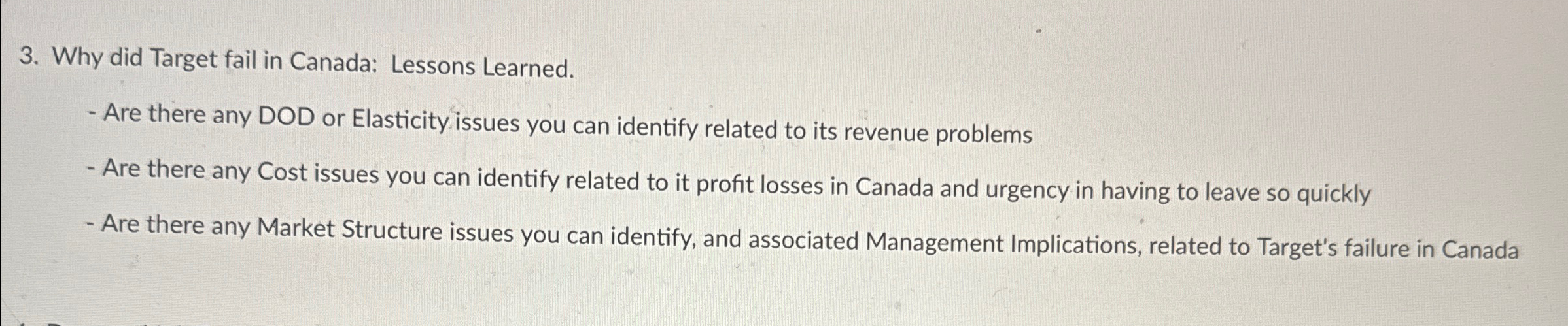 Solved Why did Target fail in Canada: Lessons Learned.Are | Chegg.com