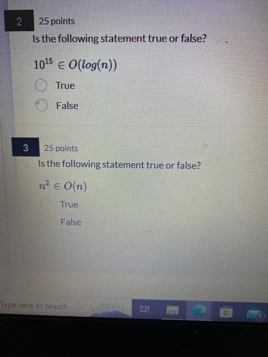 Solved 25 points Is the following statement true or false? | Chegg.com