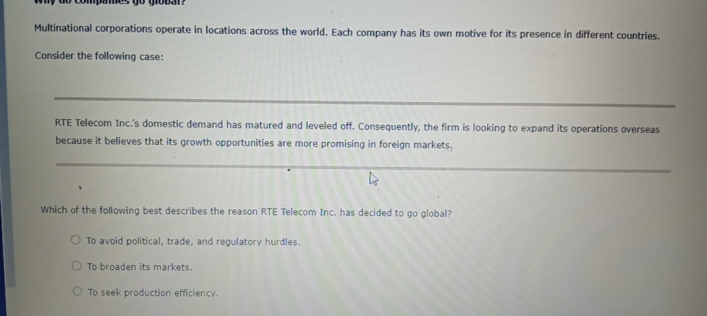 Solved Multinational corporations operate in locations | Chegg.com