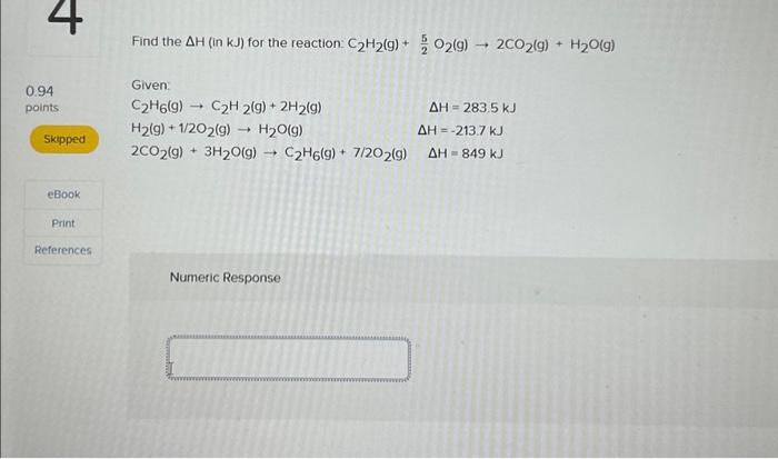 Solved 4 0.94 points Skipped eBook Print References Find the | Chegg.com