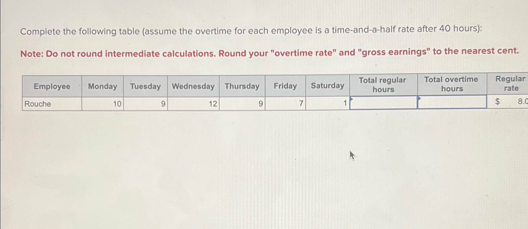 Solved Complete the following table (assume the overtime for | Chegg.com