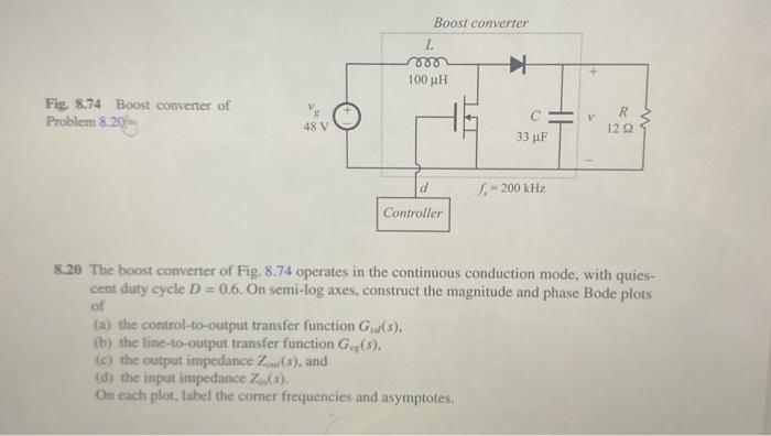 Solved Fig. 8.74 Boost converter of Problem 8.20m 48 V Boost | Chegg.com
