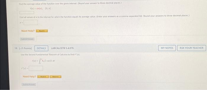 Solved Find the average value of the function over the given | Chegg.com