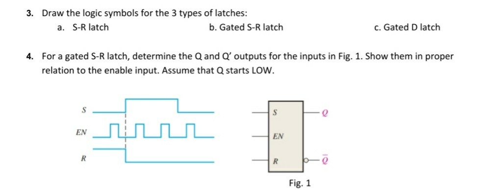 Solved 3. Draw the logic symbols for the 3 types of latches: | Chegg.com