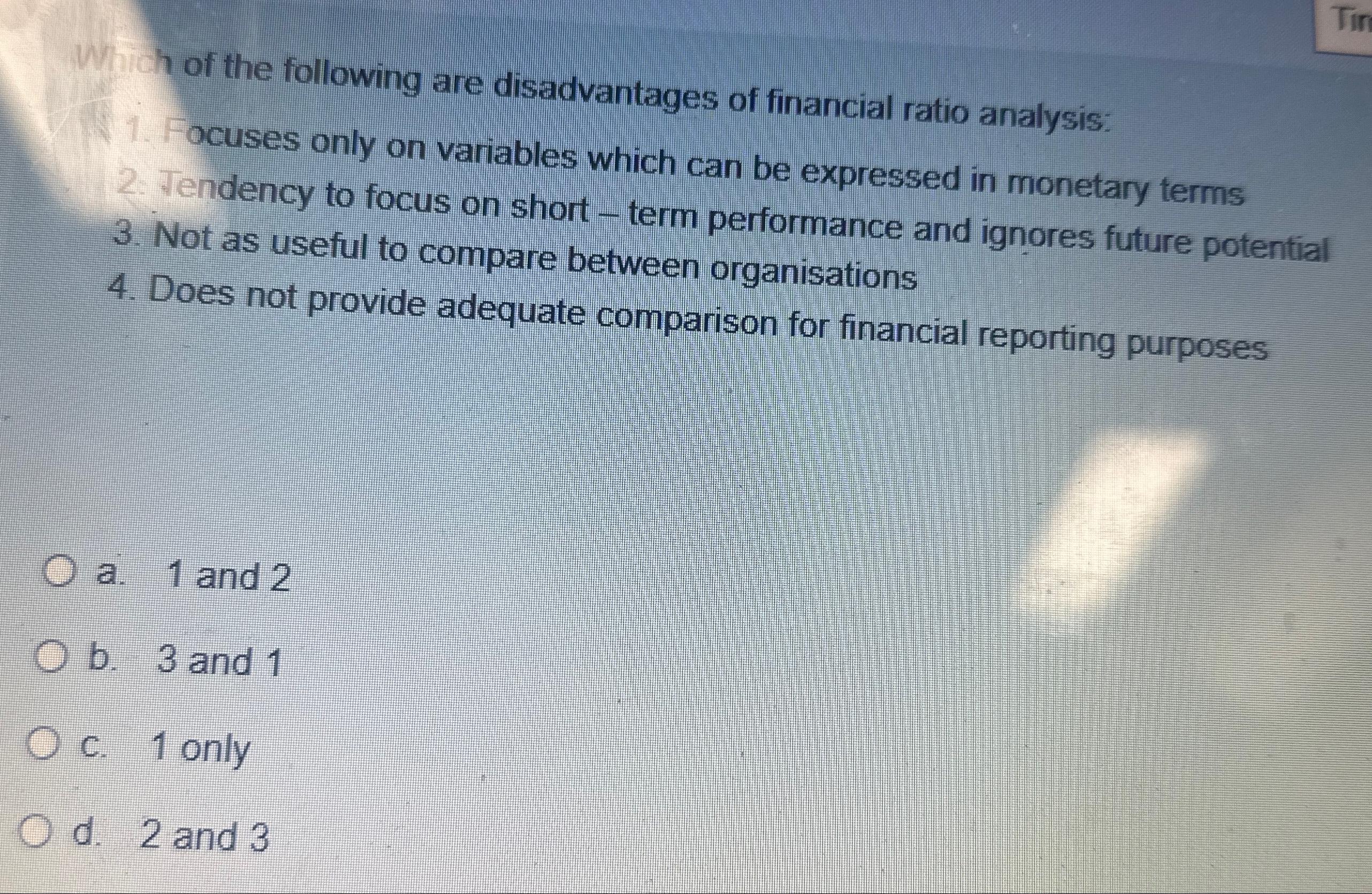 Solved Which of the following are disadvantages of financial | Chegg.com