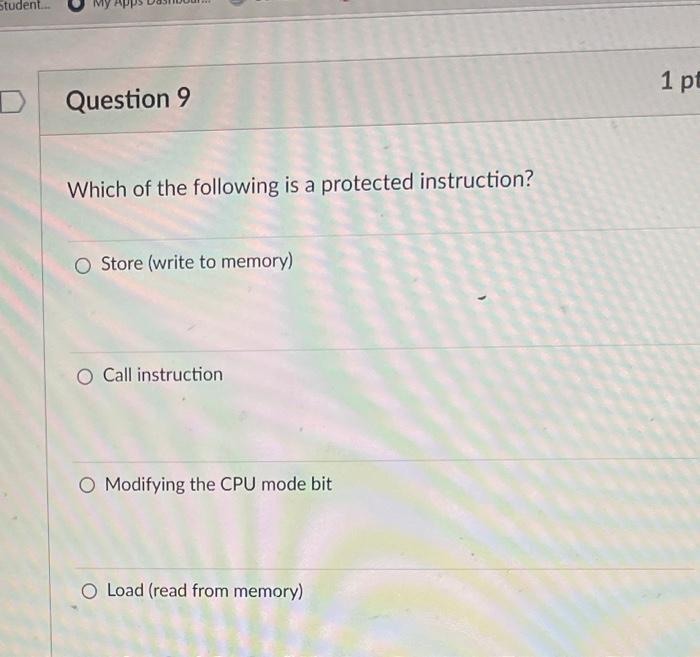 Solved Which of the following is a protected instruction? | Chegg.com