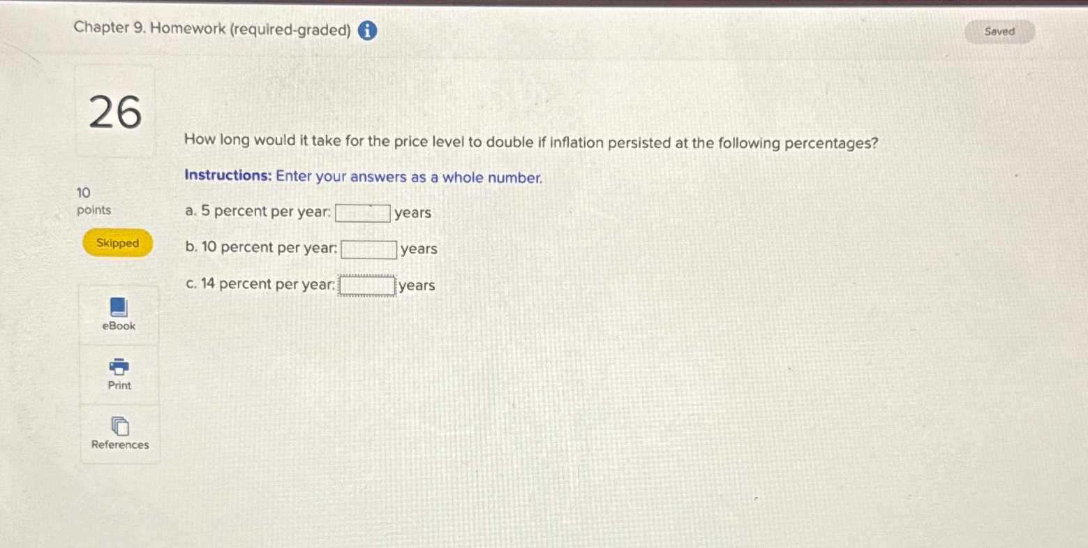 Solved Chapter 9. ﻿Homework (required-graded)26How long | Chegg.com