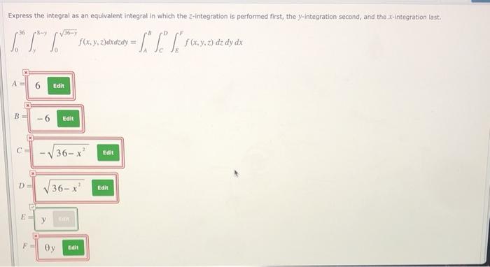 Solved Express the integral as an equivalent integral in | Chegg.com