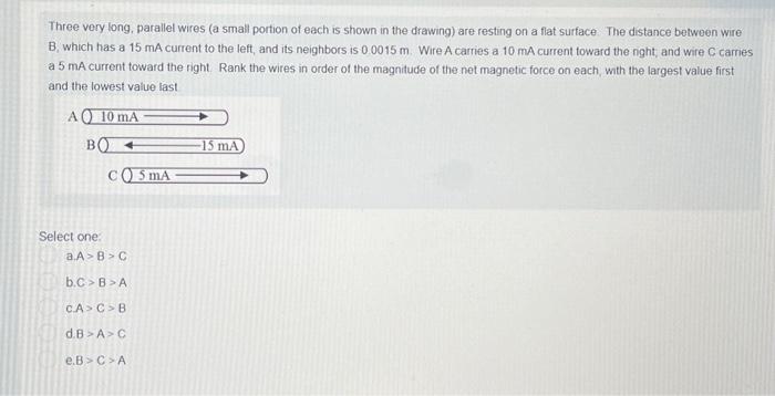 Solved Three very long, parallel wires (a small portion of | Chegg.com