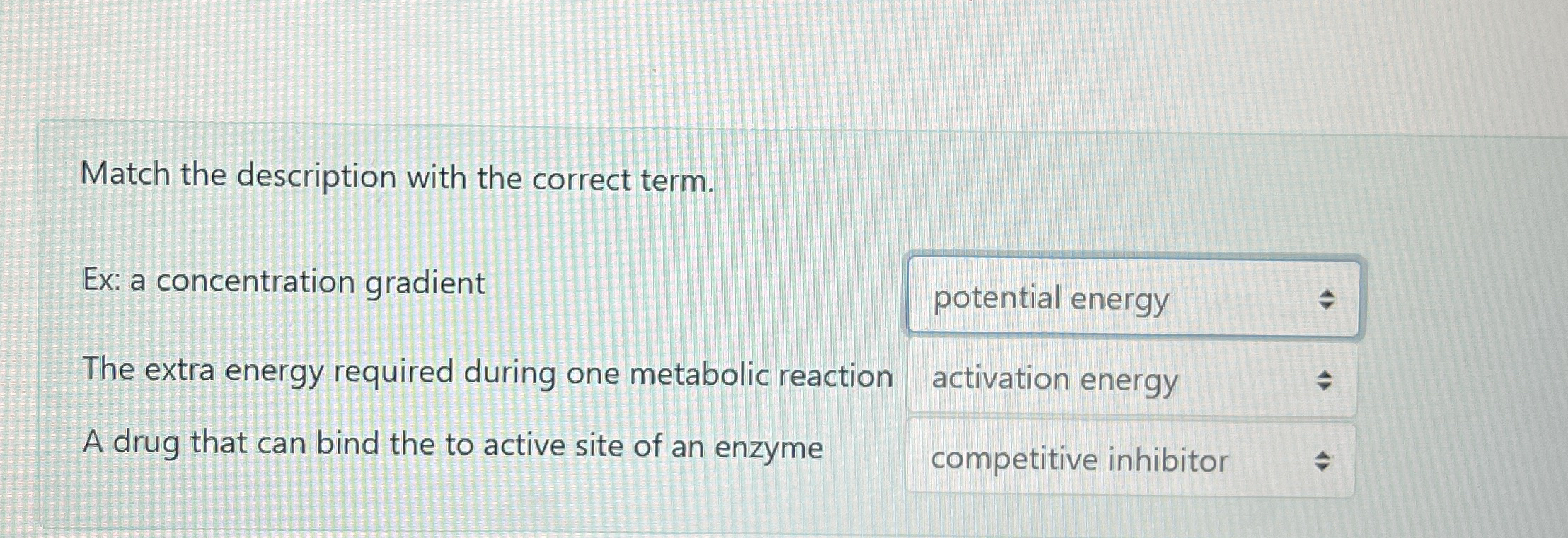 Solved Match the description with the correct term.Ex: a | Chegg.com