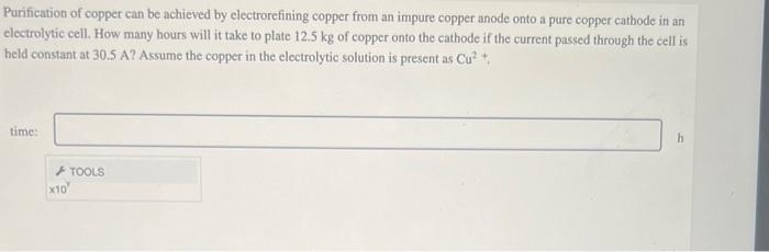 Solved Purification of copper can be achieved by | Chegg.com