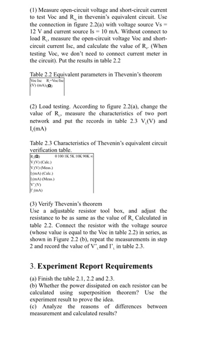 Experiment 2 Research on the superposition theorem | Chegg.com