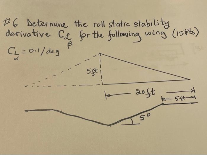 It 6 Determine the roll static stability derivative | Chegg.com