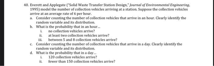 Solved 40. Everett and Applegate ("Solid Waste Transfer | Chegg.com