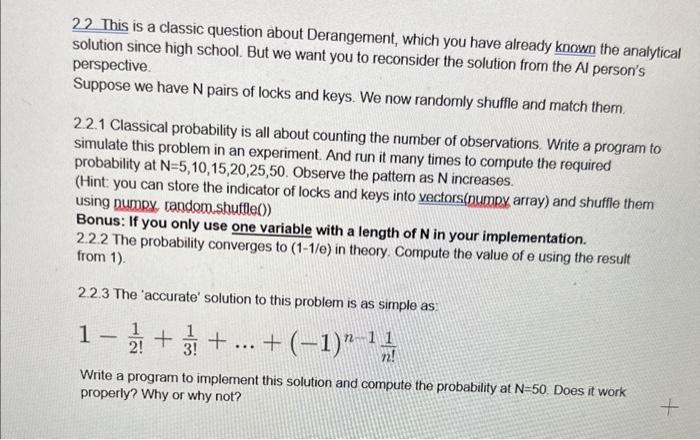 Solved 22. This is a classic question about Derangement, | Chegg.com