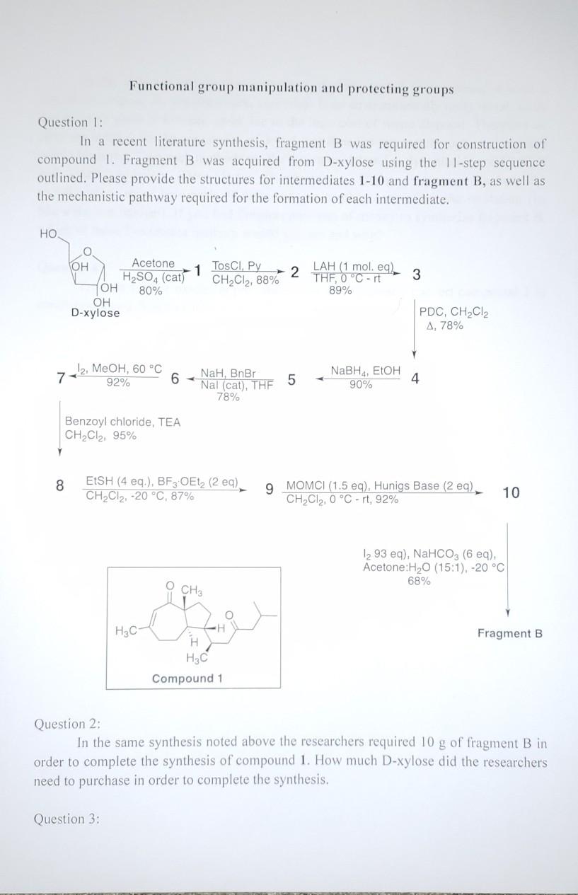 Solved Functional group manipulation and protecting groups | Chegg.com