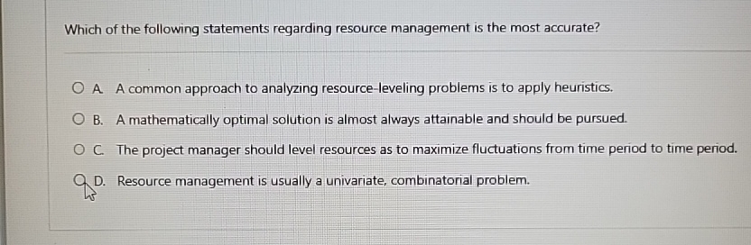 Solved Which of the following statements regarding resource | Chegg.com