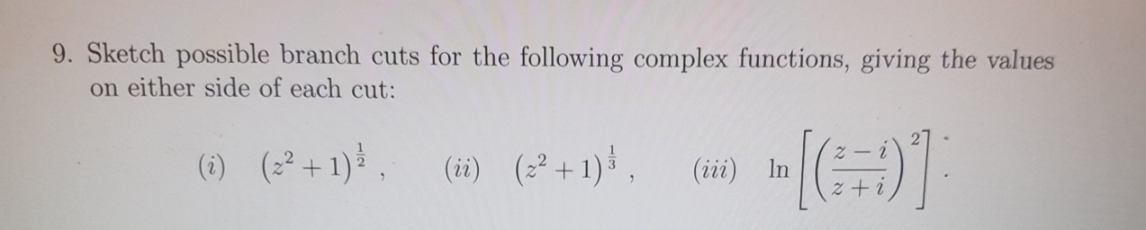 Solved Sketch possible branch cuts for the following complex | Chegg.com