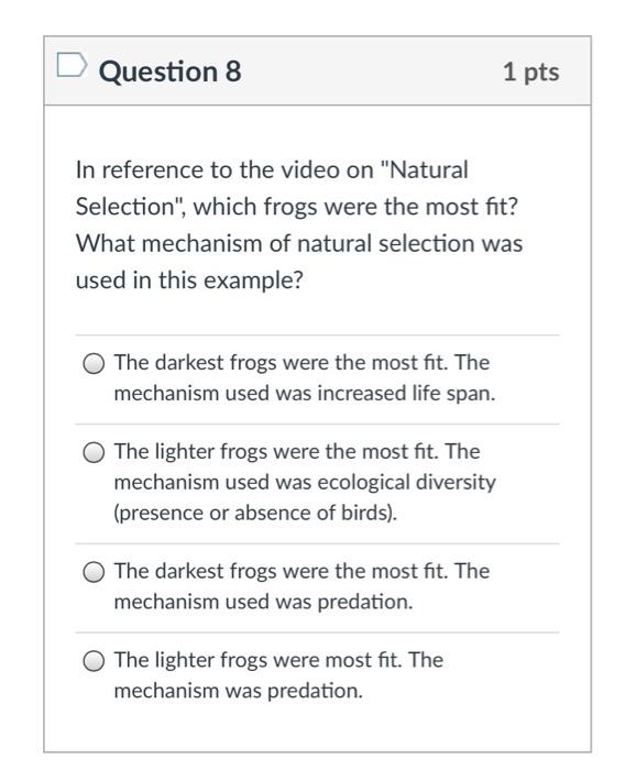 Solved Question 8 1 pts In reference to the video on | Chegg.com