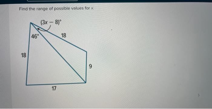 Solved Find the range of possible values for x. | Chegg.com
