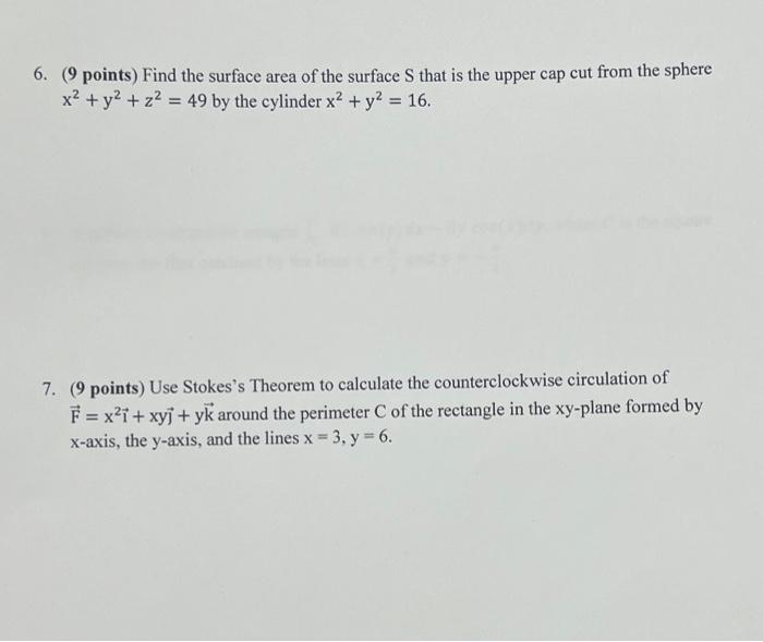 Solved 6. ( 9 points) Find the surface area of the surface S | Chegg.com