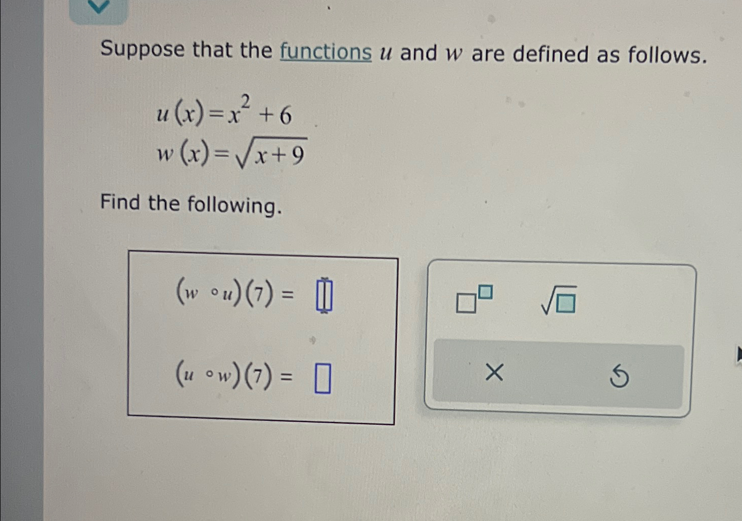 Solved Suppose that the functions u ﻿and w ﻿are defined as | Chegg.com