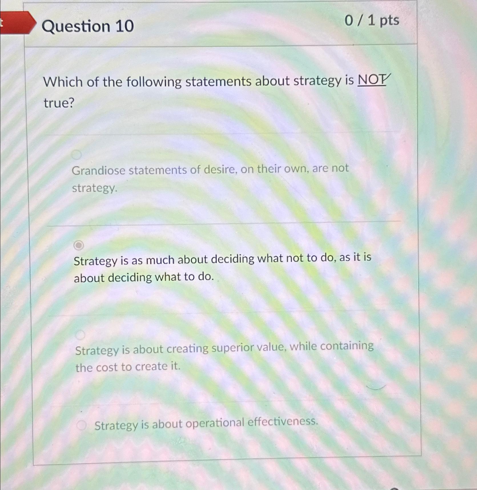 Solved Question 1001ptsWhich of the following statements | Chegg.com