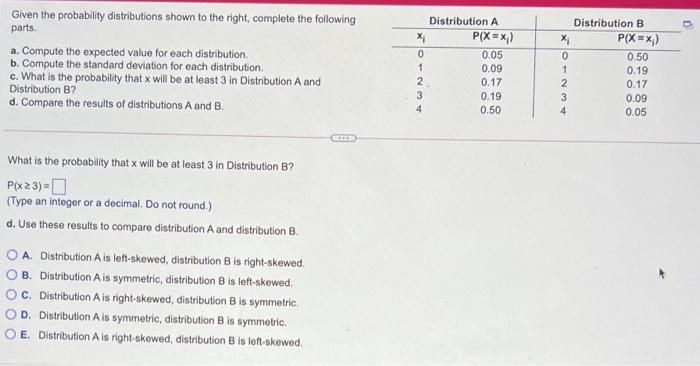 Solved X Given the probability distributions shown to the | Chegg.com